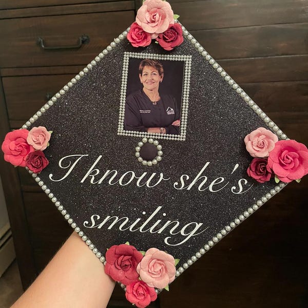 Glitter and Pearl-encrusted Graduation Cap Topper Base With Pre-cut ...