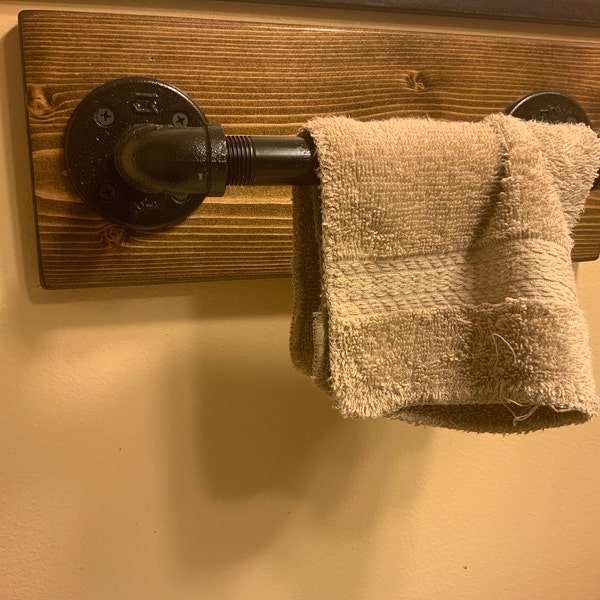 Towel Bar on Espresso Wood, Rustic Bathroom Decor, Hand Towel Bar ...