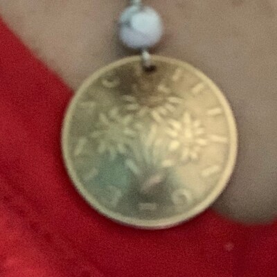 Pineapple bahamas Coin Necklace moss Agate Gemstone coin Dates 1974 to ...