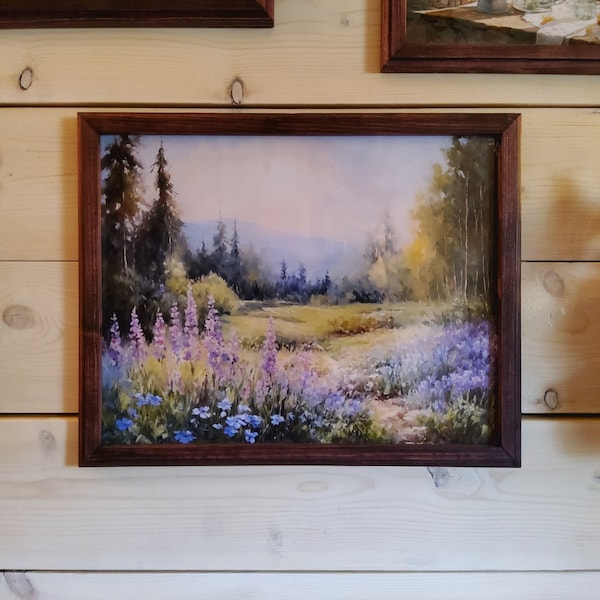 Serene Meadow Landscape Print | Spring Oil Painting Floral Wildflower ...