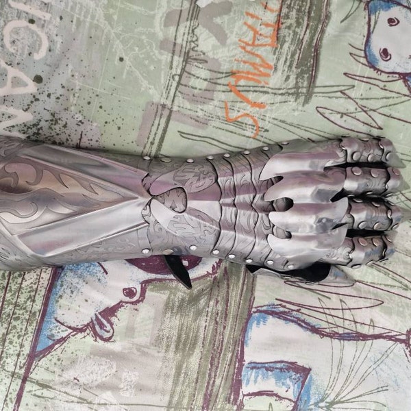 Blackened Steel Pair of Bracers Cosplay Armor for Larp Clothing Metal ...