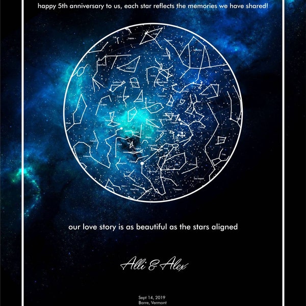 DIGITAL | Night Sky Constellation Map, Unique Gift, Personalized Night ...