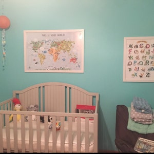 Unique Baby Gift, Childrens World Map, Kids World Map, Nursery Decor ...