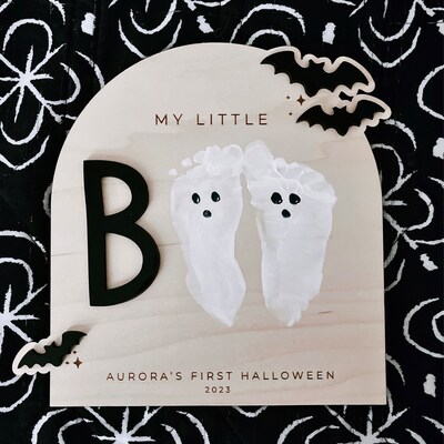 DIY Halloween Footprint Art Babys First Halloween Keepsake Gift for Mom ...