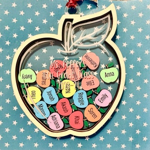 Custom Teacher Apple Ornament, Personalized Teacher Appreciation Gift ...