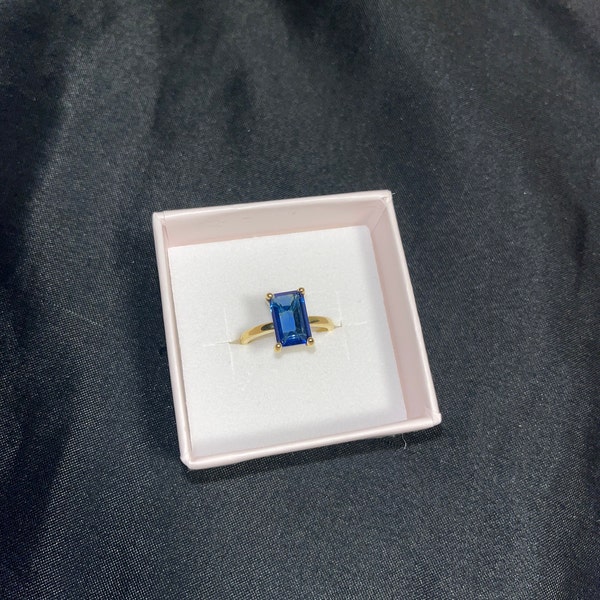 Rare Emerald Cut Sapphire Ring · Gold Solitaire Ring Sapphire · Blue ...
