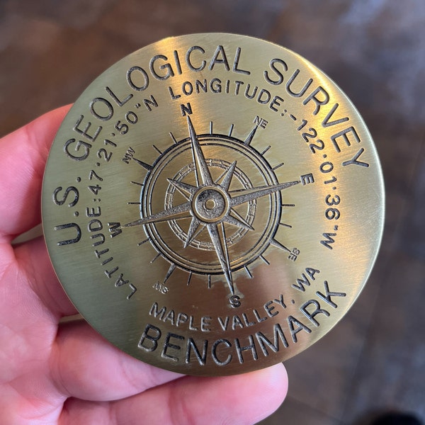 Brass Engraved Benchmark - Etsy