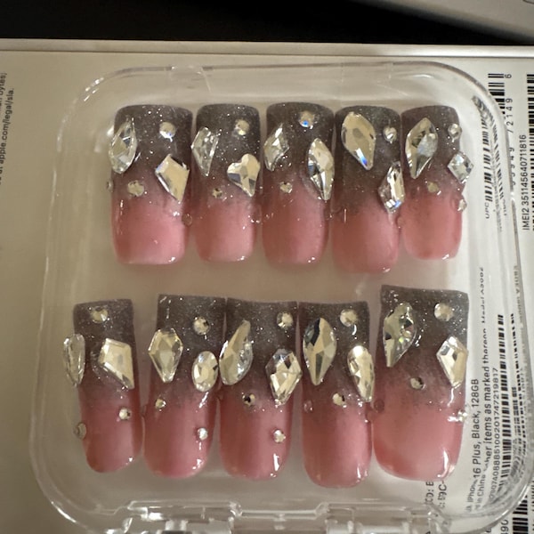 Junk Nails / Pink Junk Nails / Duck Nails / Junk Duck Nails / Press on ...