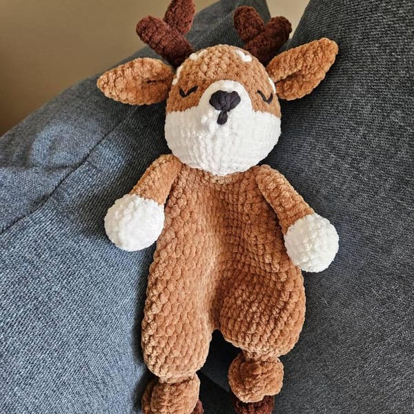 Crochet Deer Snuggler Pattern Deer Lovey Pattern Cute Animal Plushie ...