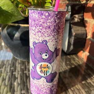 20oz. Tumbler Middle Finger Bear With Straw and Lid Hot or - Etsy