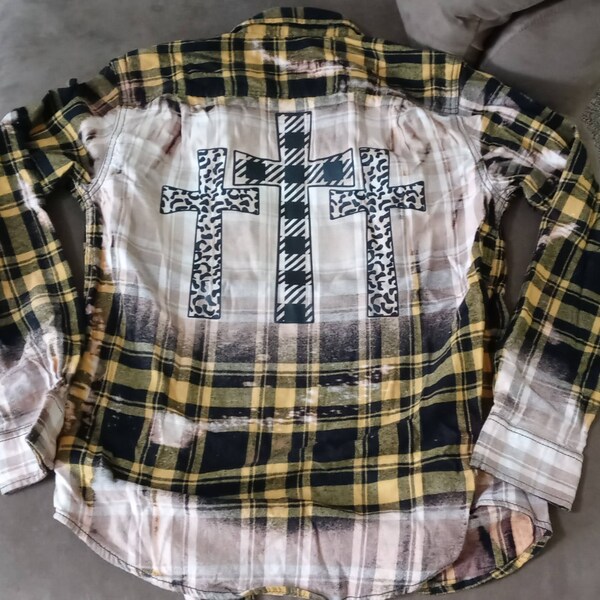 Distressed Bleached Flannel Christian Flannel Jesus Flannel Christian ...