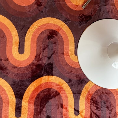 Brown Groovy Retro 70s Area Rug, Brown Orange Geometric Rug, Groovy ...