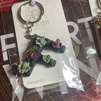 Polymer Clay Letter Keychain Initial Keychain - Etsy