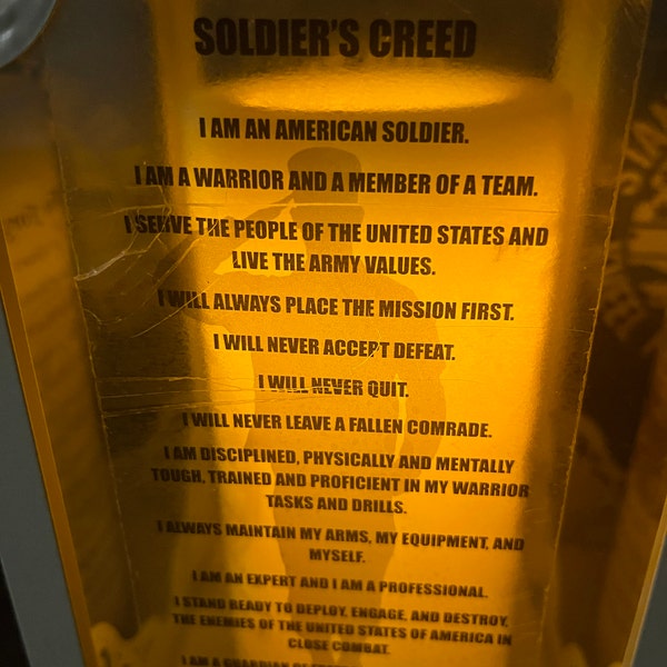 DIY US Army Soldiers Creed Waterslide Decal candle Not Included - Etsy