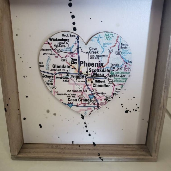 Phoenix Heart Sign, Heart Map Sign, Phoenix AZ Sign, Phoenix AZ Gift ...