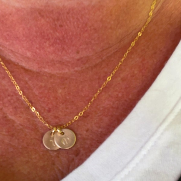 Tiny 14K Gold Initial Necklace - Dainty Initial Necklace - Delicate ...