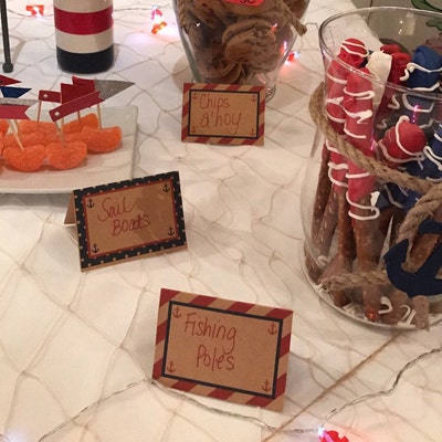 Nautical Blank Food Labels, Tent Style Food Labels, Fill in Yourself ...