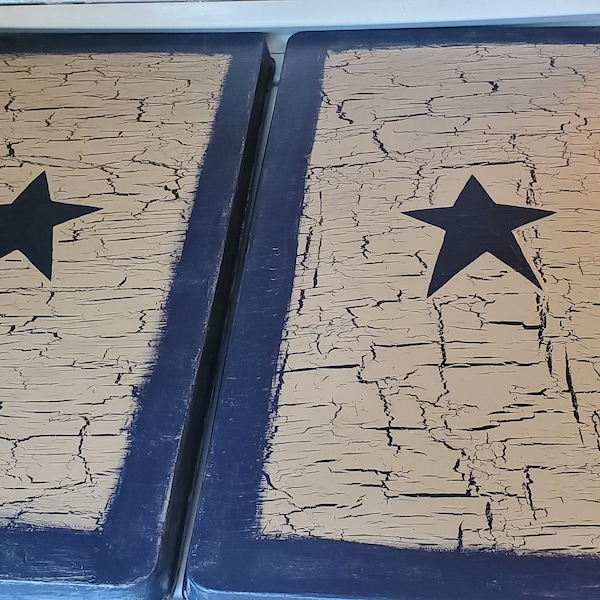 Gas Stove Rectangle Burner Covers Crackle Painted With Primitive Star ...