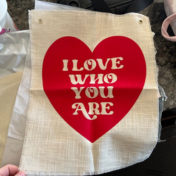 I Love Who You Are Wall Hanging, Linen Wall Art, Canvas Wall Banner ...