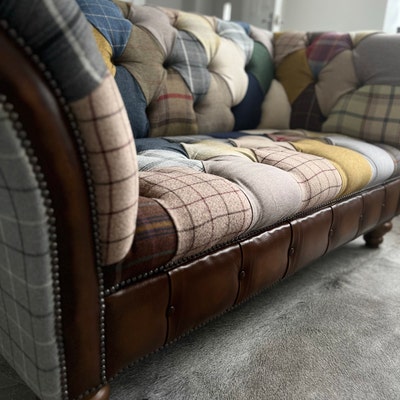 Unique British Handmade 3 Seater Patchwork Chesterfield Sofa ...