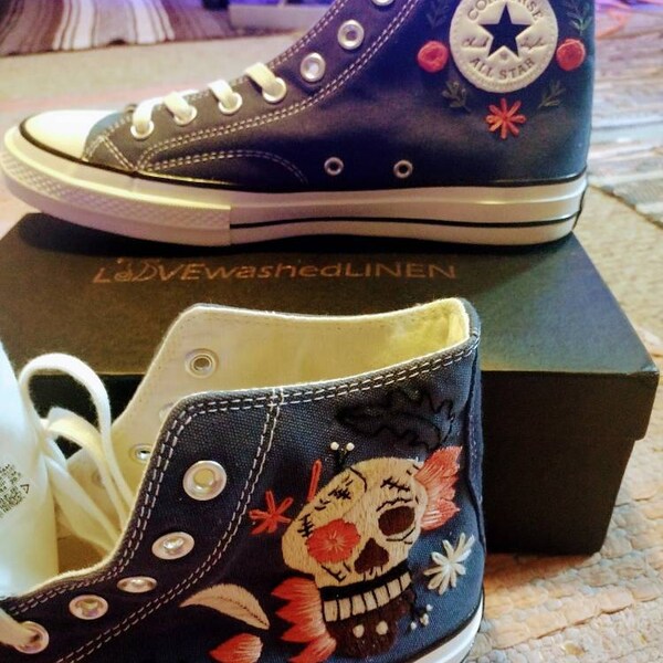 Custom Embroidered Converse High Tops/ Custom Converse Chuck Taylor ...