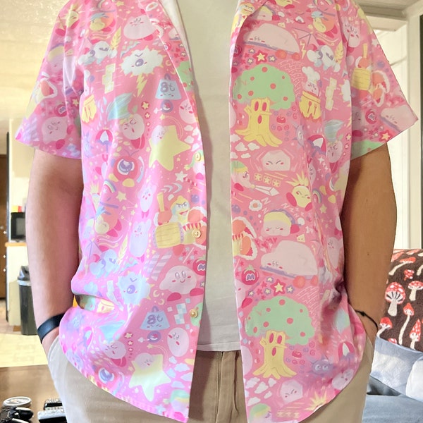 80s RETRO ARCADE Pattern Button up Shirt Sizes S-3X Video Games ...