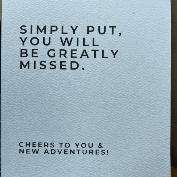 You Will Be Missed, Coworker Farewell Card, Retirement Card, Goodbye ...