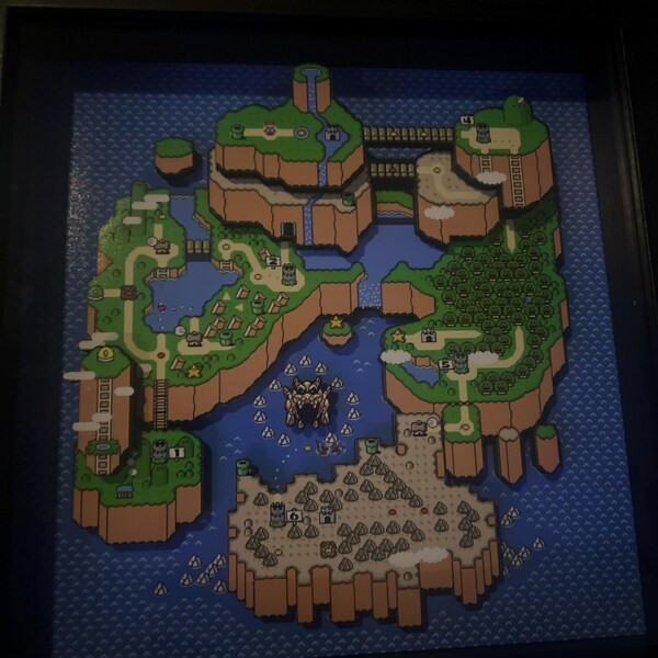 Super Mario World - SNES Overworld Map - 9x9" 3D Shadow Box! - Etsy