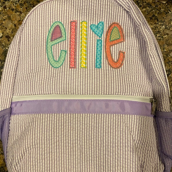 Monogram Applique School Backpack, Personalized Bookbag, Personalized ...