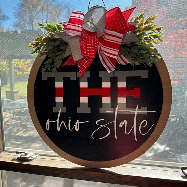 Ohio State Door Hanger | Ohio State Buckeyes | Ohio State Wreath ...