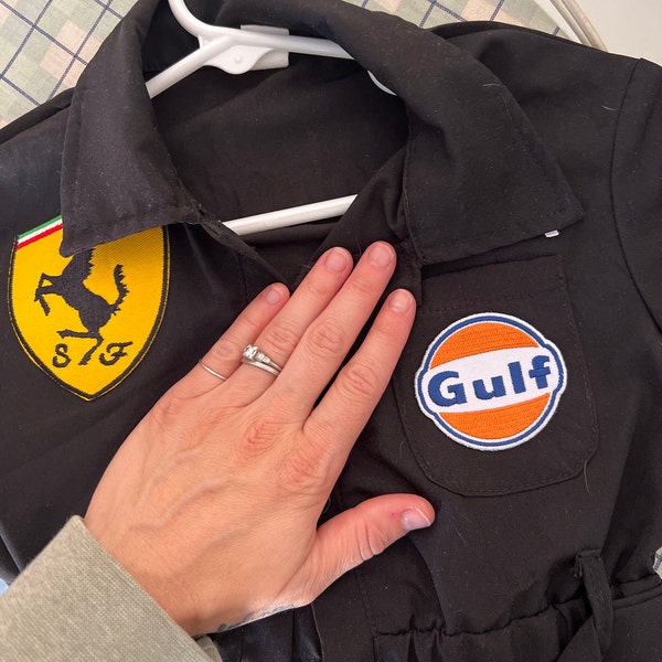 GULF Gas Fuel Oil Mechanic Garage Racing Checkered Flags Iron on Patch ...