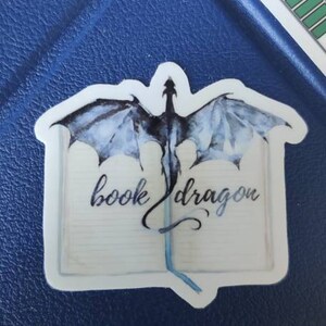 Book Dragon Watercolor Sticker, Vinyl Literary Laptop Decal, Classic ...