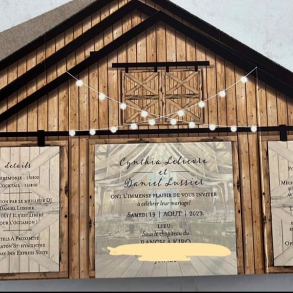 Elegant Rustic Barn Wedding Invitation With Folding Doors and Strings ...