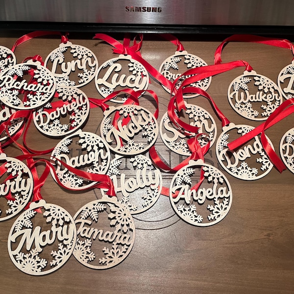Custom Christmas Baubles With Name, Wooden Tree Baubles, Ornament With ...