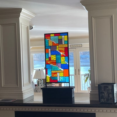 Large Stained Glass Panel, Custom Stained Glass Panel, Leaded Stained ...