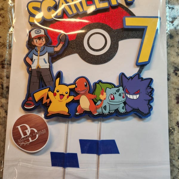 Custom Pokemon Birthday Cake Topper - Layered & 3D Cake Topper ...