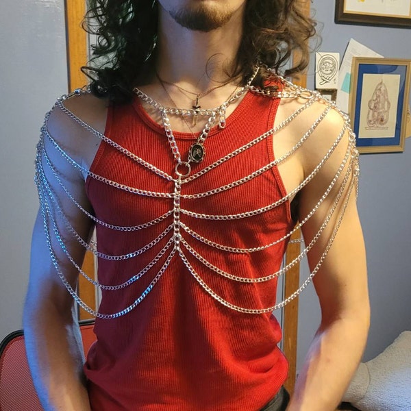 Body Chain Shoulder Men Gold Bodychain Man Harness Cuban Chain Jewelry ...