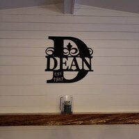 Initial Name Est Year With Scroll Accent Metal Sign / Family Name Sign ...