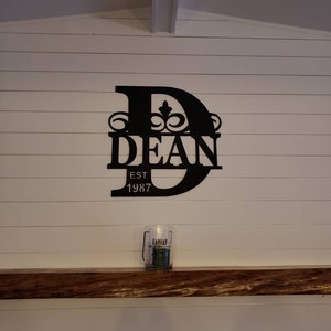 Initial Name Est Year With Scroll Accent Metal Sign / Family Name Sign ...