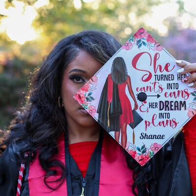 Personalized Graduation Cap Topper Black Girl, Custom Black Queen Grad ...