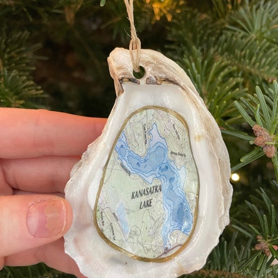 OUTER BANKS Map Oyster Shell Ornament Beach Vacation OBX Gifts Coastal ...
