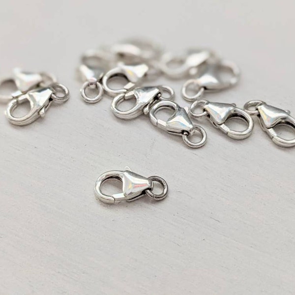 Lobster Clasp Claw Closures 10 Units 10 Mm - Findings 925 Sterling ...
