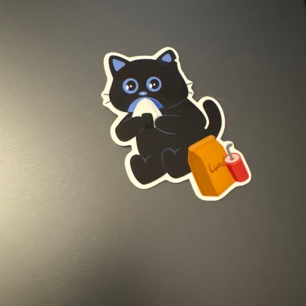 Adorable Winking Cat Sticker Cute Black Cat With Heart for Laptops ...