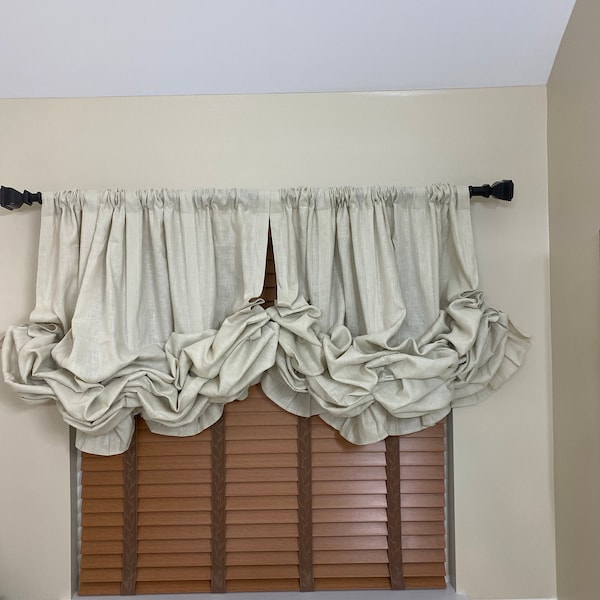 Balloon Curtain Valance Ruffle Kitchen Curtain Panels Valance Shabby ...
