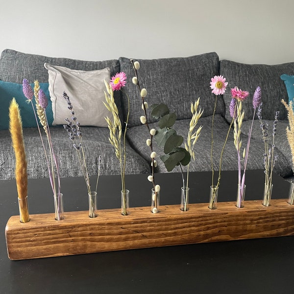 Test Tube Vase With 10 Glass Test Tubes • Handmade Eco Friendly Wooden ...