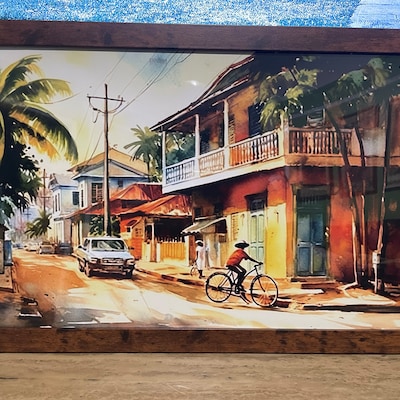Caribbean Art Canvas, Dominica Art of Lady Wearing Madras Traditional ...
