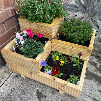Wooden Garden Corner Planter 3 Tier Planter Timber Planter Summer ...