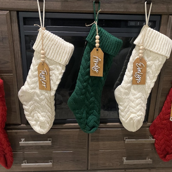 Personalized Stocking Tags | Wooden Name Tags | Christmas Labels ...