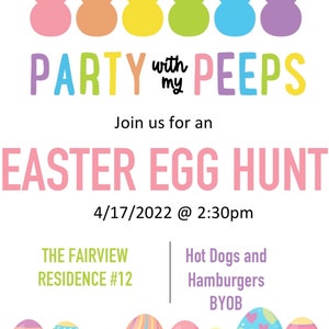 Editable Easter Party Invitation INSTANT DOWNLOAD DIY Easter Invite ...