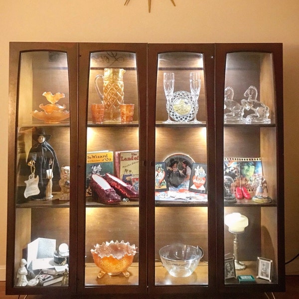 Mid-century Modern China Cabinet / Display Case / Bookcase One-piece ...